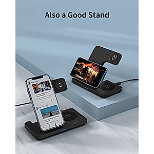 JoyGeek Foldable 3-in-1 Wireless Charger - Charging Dock for Apple, Wireless Charger Station for iPhone 14/13/12/11 Pro, Pro Max, Plus, Mini/SE/X/8, iWatch Ultra/8/7/6/SE/3, AirPods Pro/Pro2/2/3