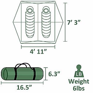Clostnature Taurus 2 Person Backpacking Tent - Lightweight Two Person Tent for Backpacking, Easy Set Up Waterproof Camping Tent for Adults, Kids, Scouts, Large Size Outdoor, Hiking Gear