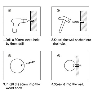 30GO Wood Wall Hooks, Wall Mounted Hook(Pack of 4), Modern Wood Coat Rack, Decorative Wooden Pegs for Hanging Hat, Towel, Key or Purse