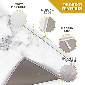 Marble Dish Drying Mat Kitchen Decor for Counter Drying Mat 18x24 inch Microfiber Reversible Absorbent Grey And White Dish Mat Dish Drainer Rack Dishes Pad For Coffee Mat Bar Mats