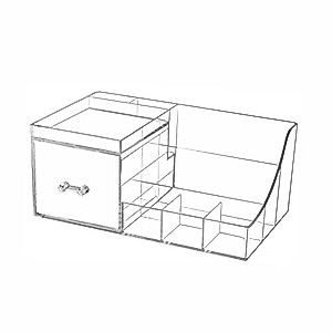 Clear Makeup Organizer With Drawers,Stackable Cosmetic Storage Display Case for Vanity,Bathroom Counter or Dresser,Countertop Holder for Lipstick,Brushes,Lotions,Eyeshadow,Nail Polish and Jewelry