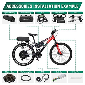 Voilamart Electric Bicycle Kit 26" Rear Wheel 48V 1000W E-Bike Conversion Kit with LCD Display, Cycling Hub Motor with Intelligent Controller and PAS System for Road Bike(without Battery)