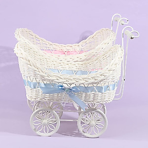 Large Tricycle Artificial Flower Vase Plant Stand-Rattan Basket Handmade Tricycle Planter Garden Decor,Bike Bicycle Pot for Weddings Home Decor Props Gift Table Centerpieces Arrangement Ornament