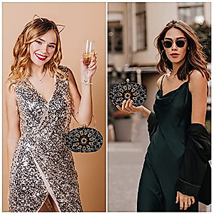 Bandkos Women Clutch Purses Evening Bag Sparkly Diamond Handbag Bridal Glitter Crystal Shoulder Crossbody Bag for Wedding Prom Party (Black)