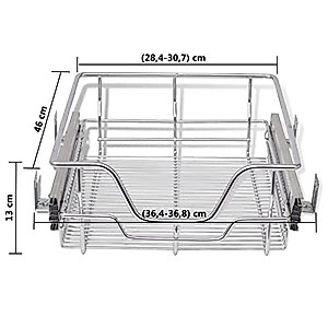 Mogou Pull-Out Wire Basket Pull Out Spice Rack, Blind Corner Cabinet Pull Out, Pull Out Shelf Storage for Kitchen Base Cabinet Organizations 2 pcs Silver 15.7"