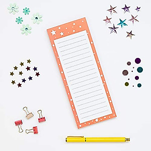 Peach Tree Shade Magnetic Notepads, 12-Pack of 60 Sheets 3.5" x 9", Star Patterns, for Fridge, Kitchen, Shopping, Grocery, To-Do List, Memo, Reminder, Note, Stationery (Starnotes Sunrise & Moonlight)