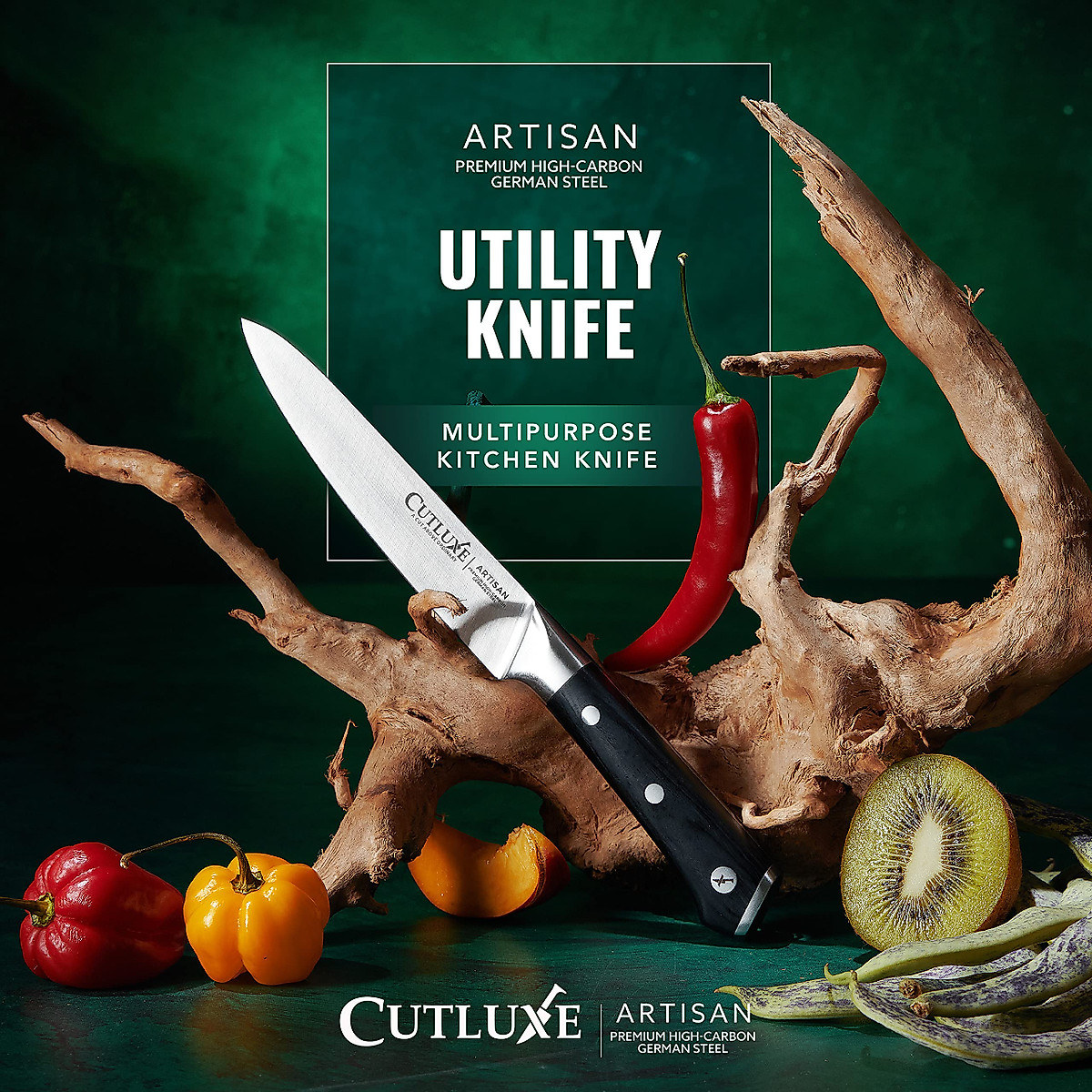 Cutluxe Utility Knife – 5.5" Paring Kitchen Knife – Forged High Carbon German Steel – Full Tang & Razor Sharp – Ergonomic Handle Design – Artisan Series