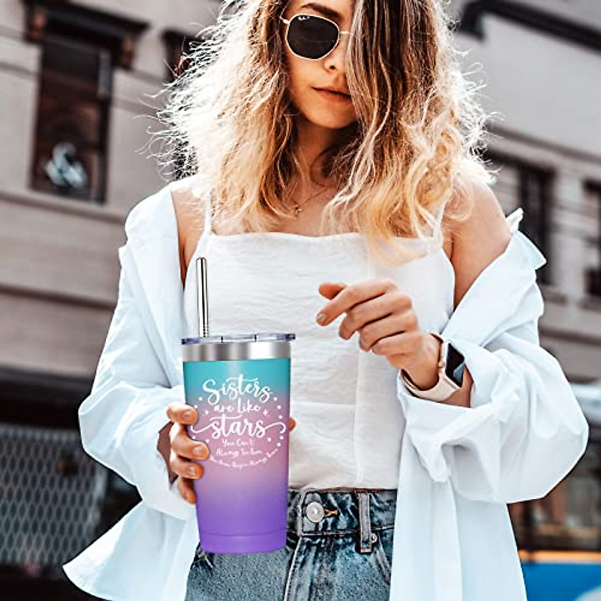 SpenMeta Sisters Gifts from Sister - Unique Gifts for Sister, Funny Sister Birthday Gifts from Sister, Little Sister, Big Sister Present Ideas Christmas Graduation Gift - Cup Tumbler