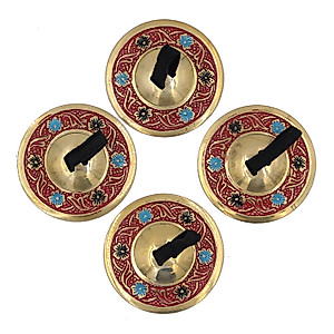 2 Pairs Brass Floral Finger Cymbals Zills for Belly Dancing (Red)