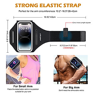 Running Armband with Airpods Bag 3D Design Cell Phone Armband for iPhone 14 13 Pro 14 Plus, Galaxy S20/S10 Water Resistant Sports Phone Holder Case & Zipper Slot Car Key Holder for 6.9 inch Phone