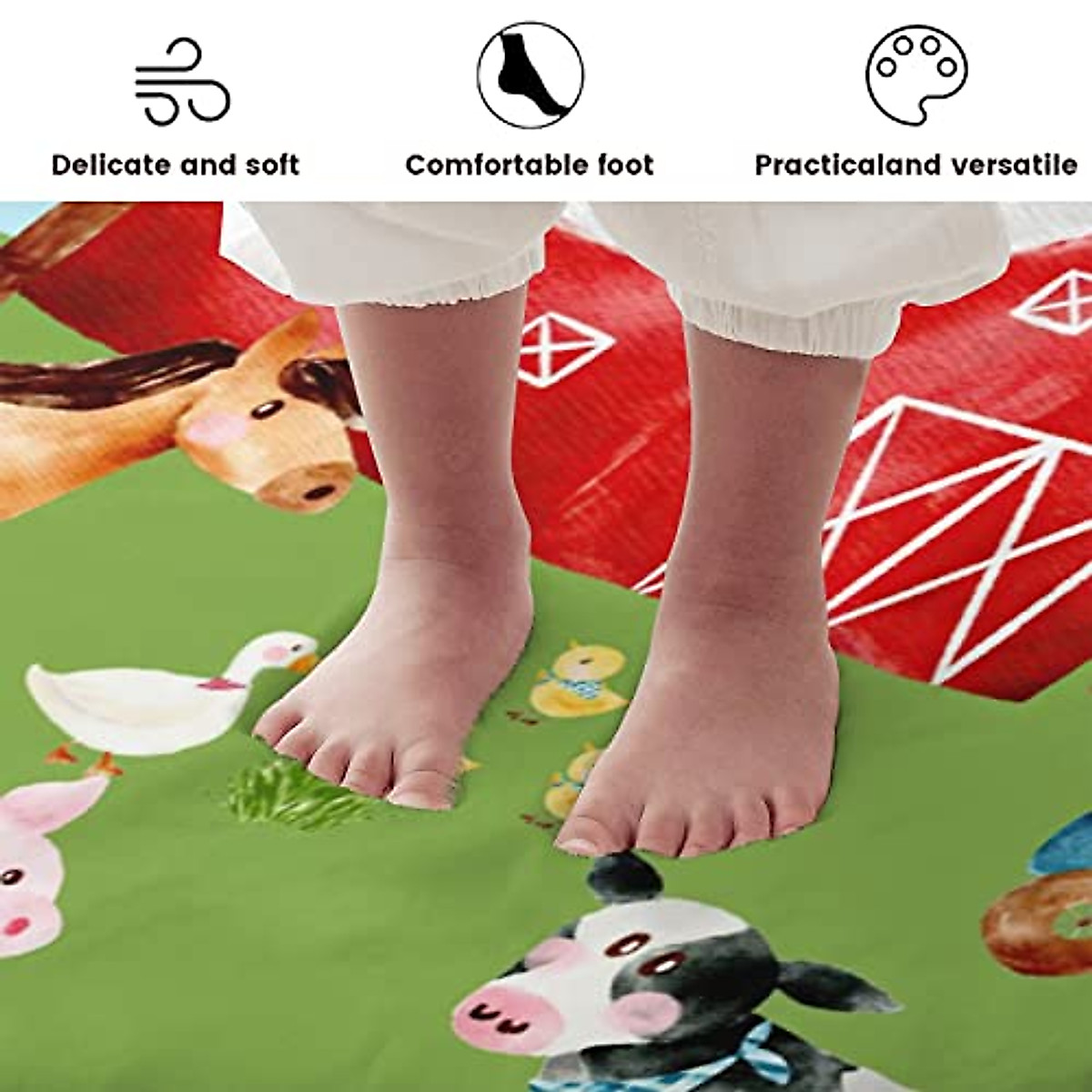 Farm House Animals Personalized Round Rug Fluffy Soft Mat for Bedroom Girls Boys Room, Custom Indoor Area Circular Floor Mat Chair Couch Plush Shaggy Carpet Home Decor 47.2x47.2 in