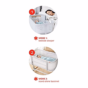 Skip Hop Baby Bassinet, Cozy Up 2-in-1 Bedside Sleeper & Bassinet, Grey