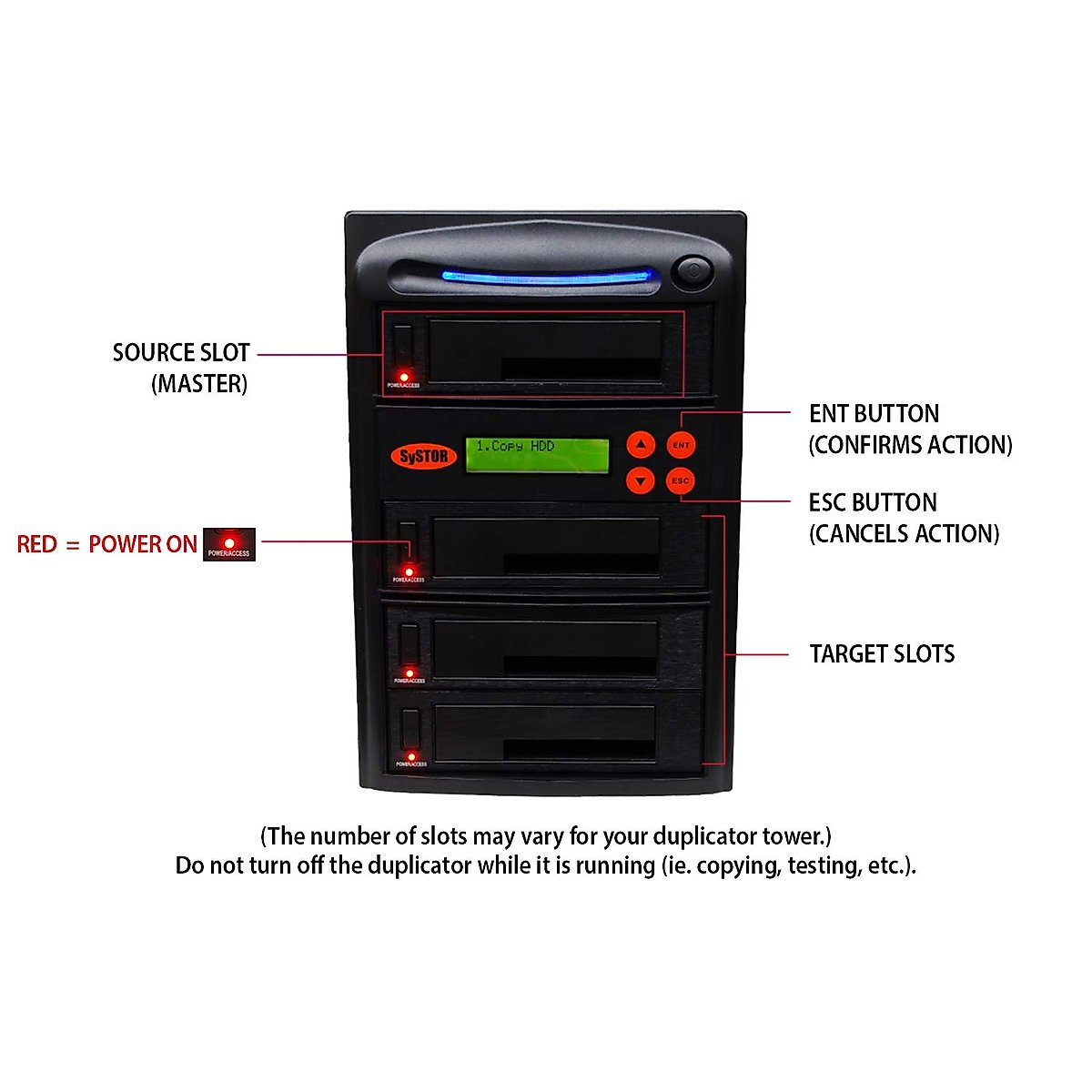 Systor 1:3 HDD/SSD Hard Drive Duplicator - 9GB/Min - Standalone Copier & Eraser/Sanitizer for Multiple SATA 3.5 Disk & 2.5 Solid State Drives - Copy Speeds of up to 150MB/Sec (SYS203HS-DP)