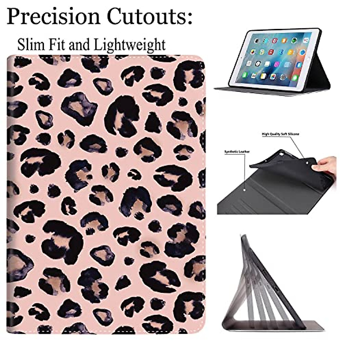 Case for New iPad Mini 6 2021 (6th Generation), Multi-Angle View Adjustable Stand Auto Wake/Slee for iPad Mini 6th Gen 8.3 Inch , Cowhide Skin Leopard Brown Cow