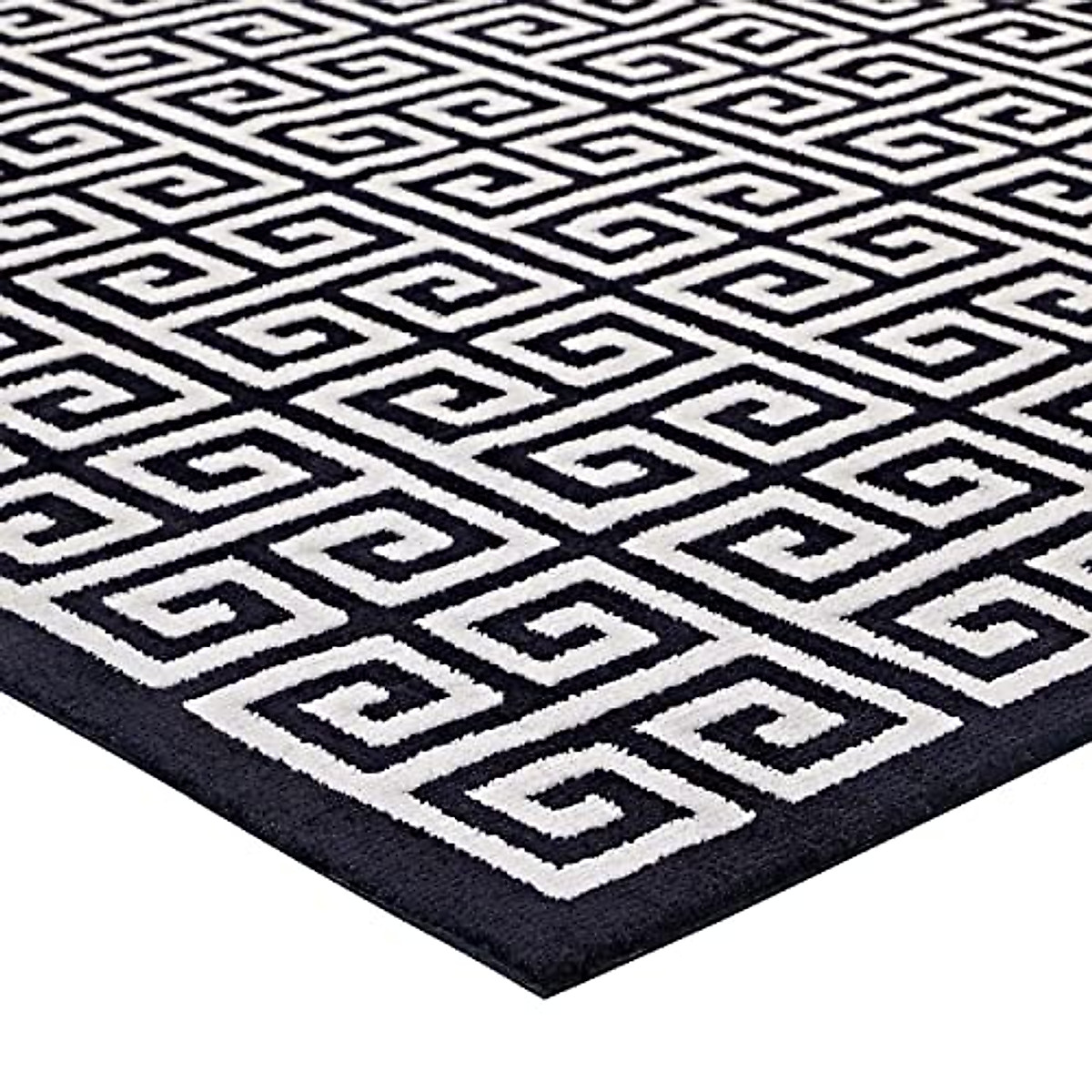 Modway Freydis Greek Key Trellis 8x10 Area Rug With Lattice Design In Black and White