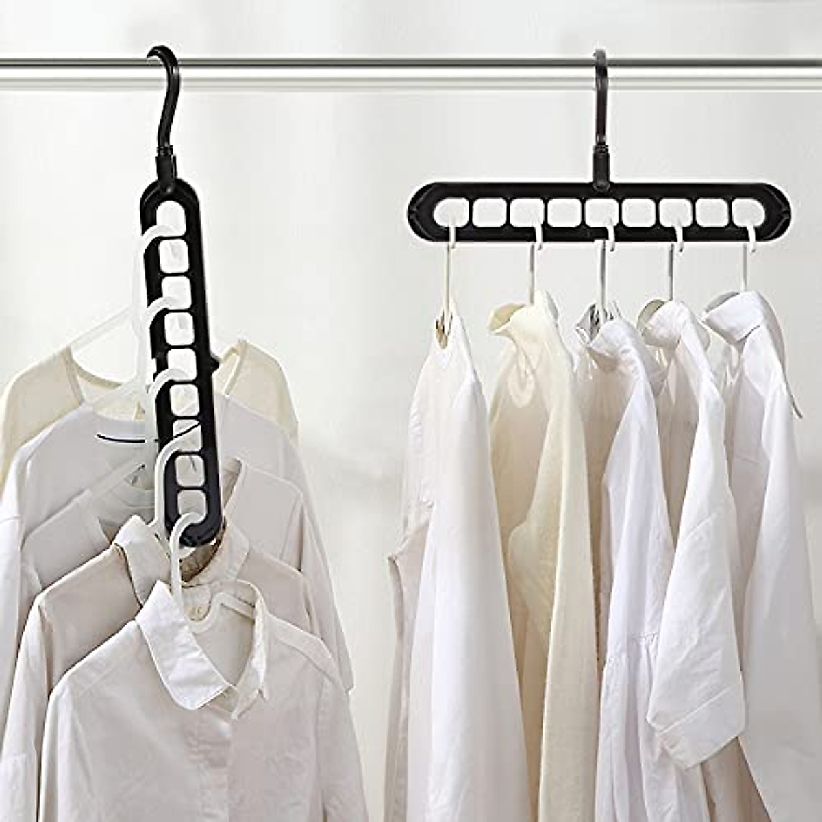 ZEDODIER Magic Hangers, Space Saving Hangers 10 Pack Sturdy Plastic 9-in-1 Hanger Closet Organizer(Black)