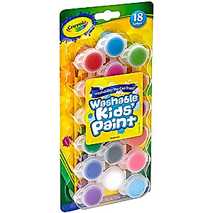 Crayola Washable Kids Paint Set & Paintbrush, Painting Supplies, 18 Count