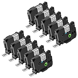 NineLeaf 10 Pack Compatible for Brother P-Touch HSe-251 HSe251 HS-251 HS251 AHS-251 White 23.6mm 1 inch 0.92'' Heat Shrink Tubes for PT-E800W PT-P900 PT-P900W PT-P950NW PT-D800W Label Maker Tapes