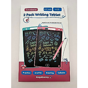 LCD Writing Tablet, 2 Packs Drawing Pads for Kids 3 4 5 6 Years Old 8.5 Inch Colorful Lines Doodle Scribble Boards Educational Toys for Boys Girls Road Trip EssentialsTravel Game Toys,Pink+Blue