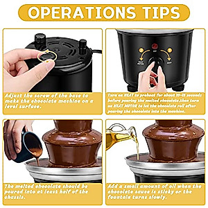 Micnaron 3 Tiers Chocolate Fountain Chocolate Fondue FountainElectric Melting Chocolate Machine Mini Hot Chocolate Fondue Pot Stainless Steel Heated Basin Chocolate Fountain With Fruit & Nut Plate For Nacho Cheese, BBQ Sauce, Ranch, Liqueurs（Black）