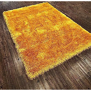 Brilliant Shag Yellow Rug - Indoor Home Living Room Carpet, Size: 7'6" x 10'3", Soft, Plush Rug