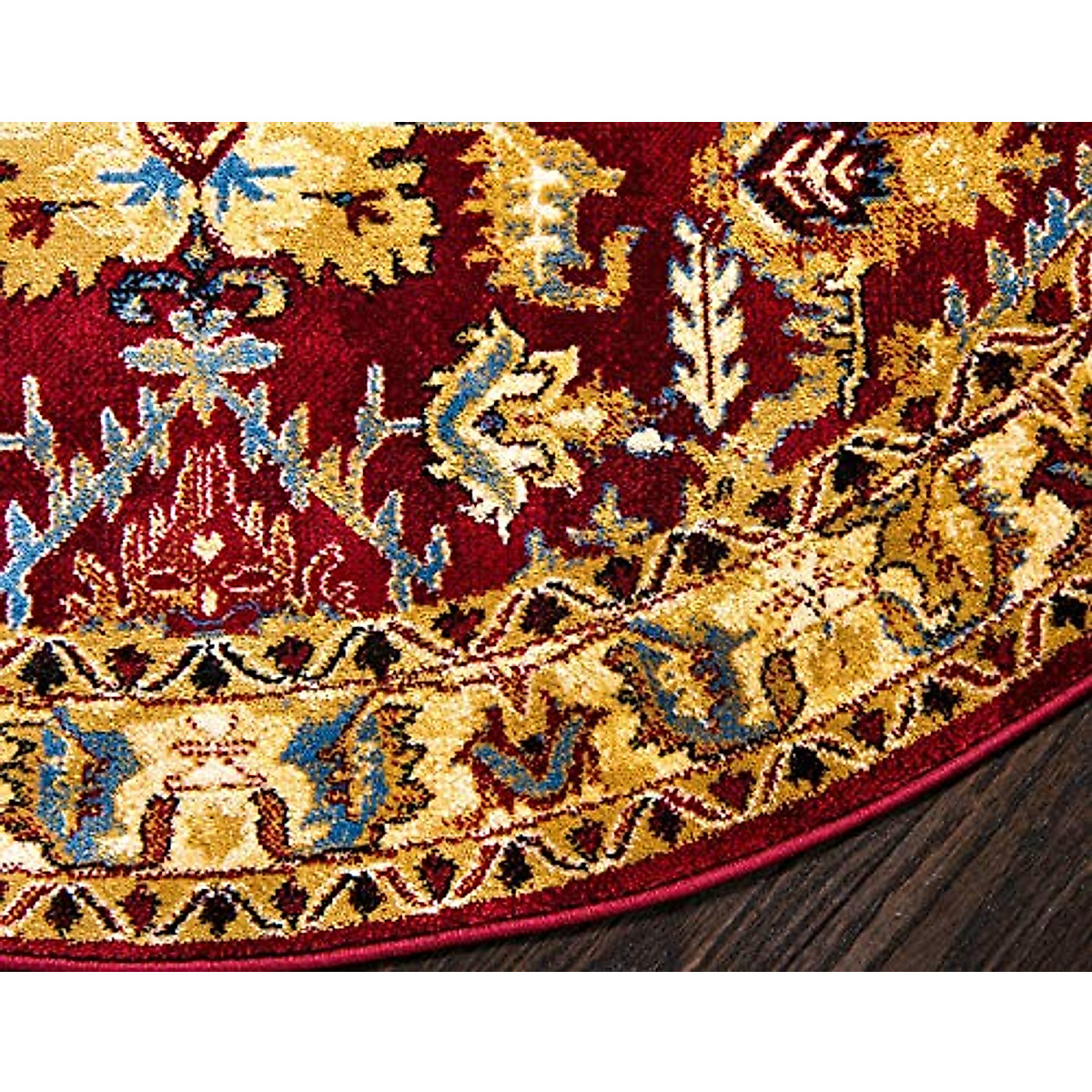 Unique Loom District Collection Farmhouse, Rustic, Border, Geometric Area Rug, 5' 0" x 5' 0", Red/Beige