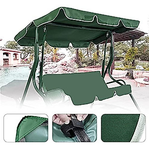 BTURYT Swing Canopy Replacement Cover,Swing Seat Cover,2/3 Seater Outdoor Swing Seat Cover Replacement Top Cover,(top Cover + Chair Cover)