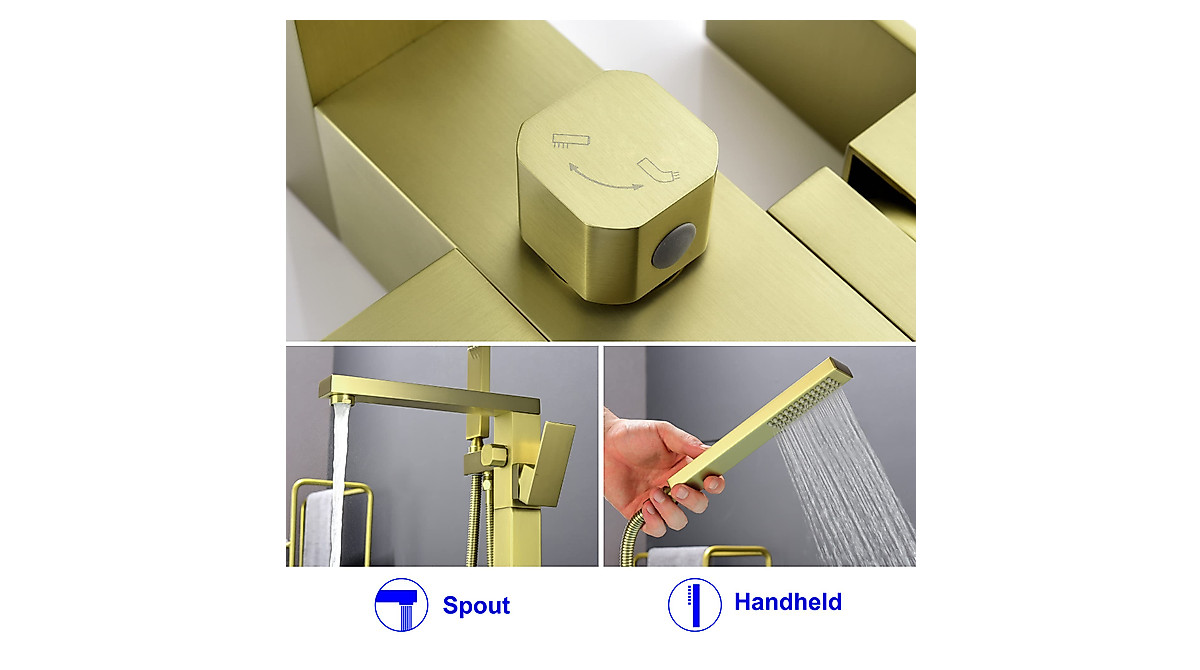 Elegant SHAMANDA Freestanding Bathtub Faucet in Gold