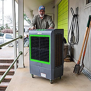OEMTOOLS 23969 3-Speed Evaporative Cooler, Green and Gray, Cools Up to 1600 Square Feet, 5300 CFM, Portable Cooler Fan