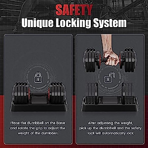 Adjustable Dumbbell 55LB 5 In 1 Single Dumbbells for Multiweight Options with Anti-Slip Metal Handle Adjust Weight Suitable for Ideal for Home Gym Workouts