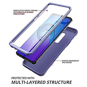 SURITCH Case for Galaxy S9, [Built-in Screen Protector] Hybrid Full-Body Protection Shockproof Rugged Bumper Soft Silicone Lavender Protective Cover for Samsung Galaxy S9 5.8 Inch (Purple Marble)