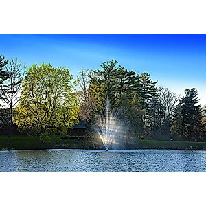 Scott Aerator Amherst 1 Horse Power 115V Large Pond Fountain | Maintenance Free Stainless Steel Fountain Pump | Aerating Fountain for Ponds & Lakes with 100 ft. 10 Gauge Submersible Power Cord
