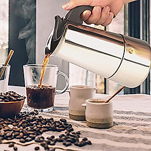 SWETON Stainless Steel Espresso Maker, Stovetop Espresso Maker, Coffee Maker, Moka Pot,300ml/6cup