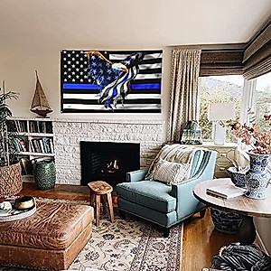mokarier The Thin Blue Line Police Law Enforcement American Eagle Flag Banner with Grommets 3x5Ft College Home Room Man Cave Frat Wall Banner Decor THB3482