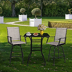 Vipush 2 Piece Swivel Bar Stools Outdoor High Patio Chairs Furniture with All Weather Metal Frame