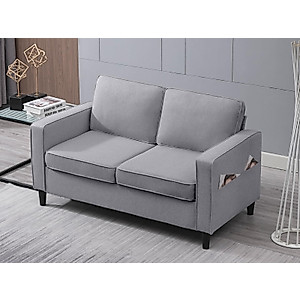 PUREMIND Grey Loveseat Couch for Small Spaces,Cozy Comfy Two Seater Couch,Lounge Small Sofa for Bedroom,Corner Couch Sofa,Loveseat Sofa with Storage Space