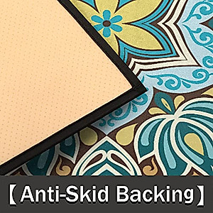 Door Mat Bohemia Entryway Rug Half Round Kitchen mat Non-Slip Entrance Way Rug Front Half Circle Rugs for Kitchen, Shower Room, Bedroom,Living Room 36 * 24in