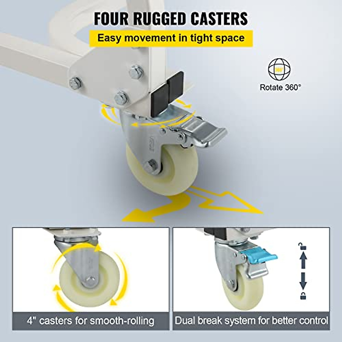 VEVOR Jet Ski Dolly, 1000 LBS Capacity Hand Truck Dolly for Moving Watercraft PWC, Adjustable Width Jet Ski Moving Dolly with Four Casters & Two Brakes, Heavy Duty Dolly for Ski Fishing Boat Sailboat