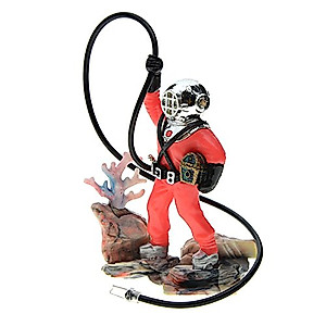 Saim Diver with Hose Live Action Aerating, Air Action Aerating Decorations Diver Movement Live-Action for Aquarium Fish Tank Ornament - Rose Red