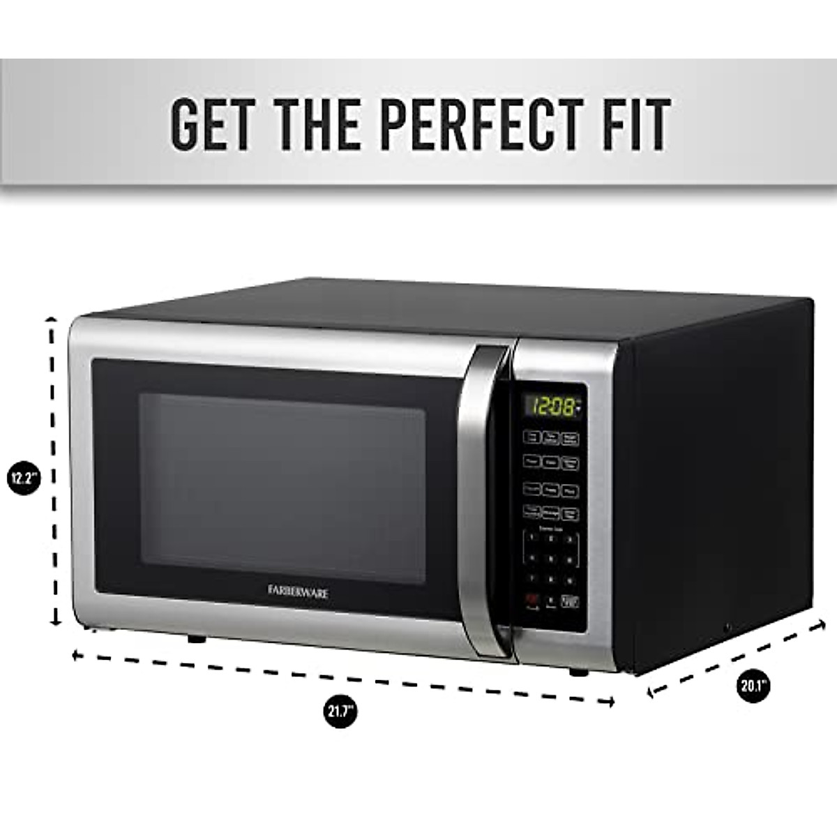 Farberware Countertop Microwave 1100 Watts, 1.6 cu ft - Microwave Oven With LED Lighting and Child Lock - Perfect for Apartments and Dorms - Easy Clean Brushed Stainless Steel