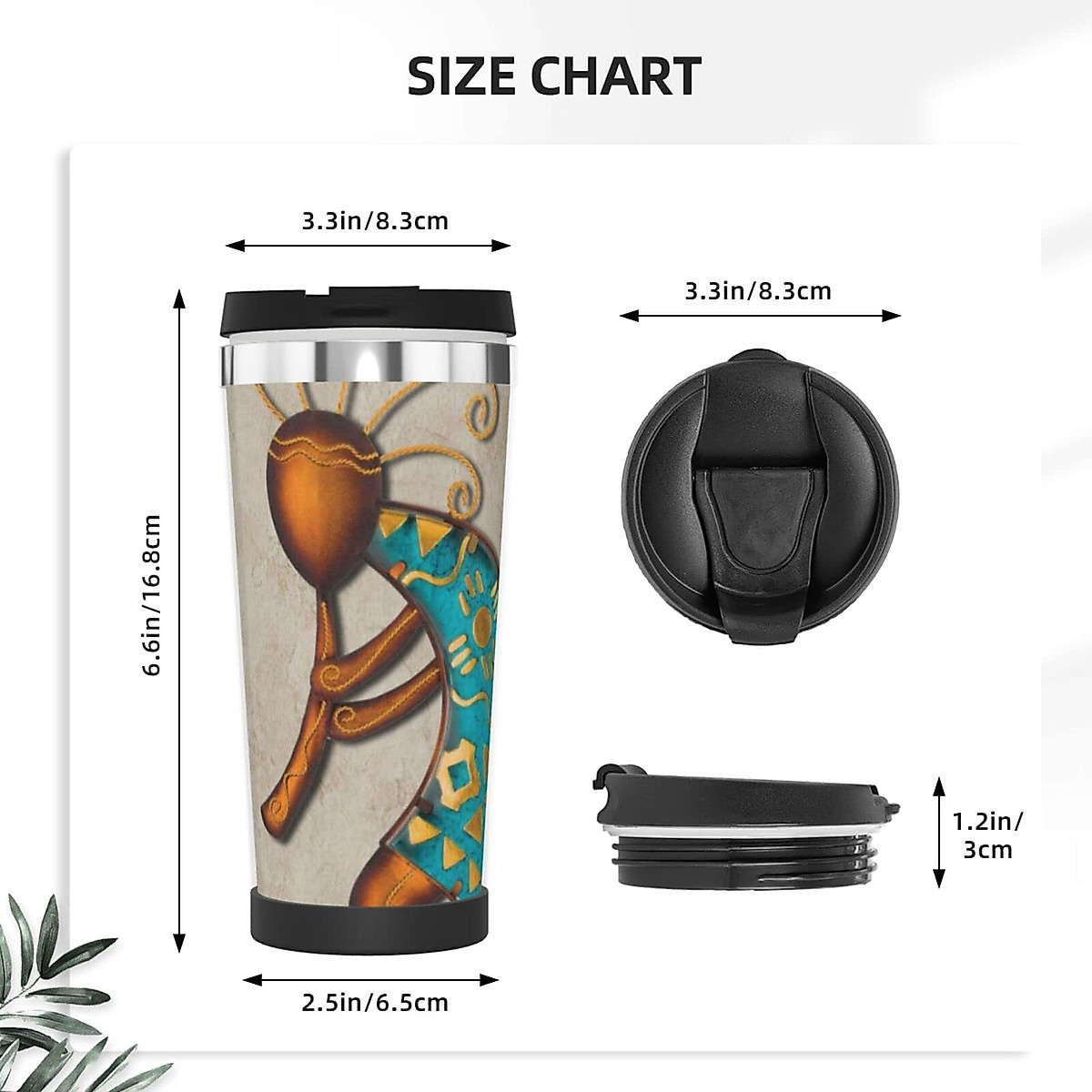 Travel Coffee Mug For Women Men Kokopelli Southwestern Style Double Wall Vacuum Insulated Tumbler Cup