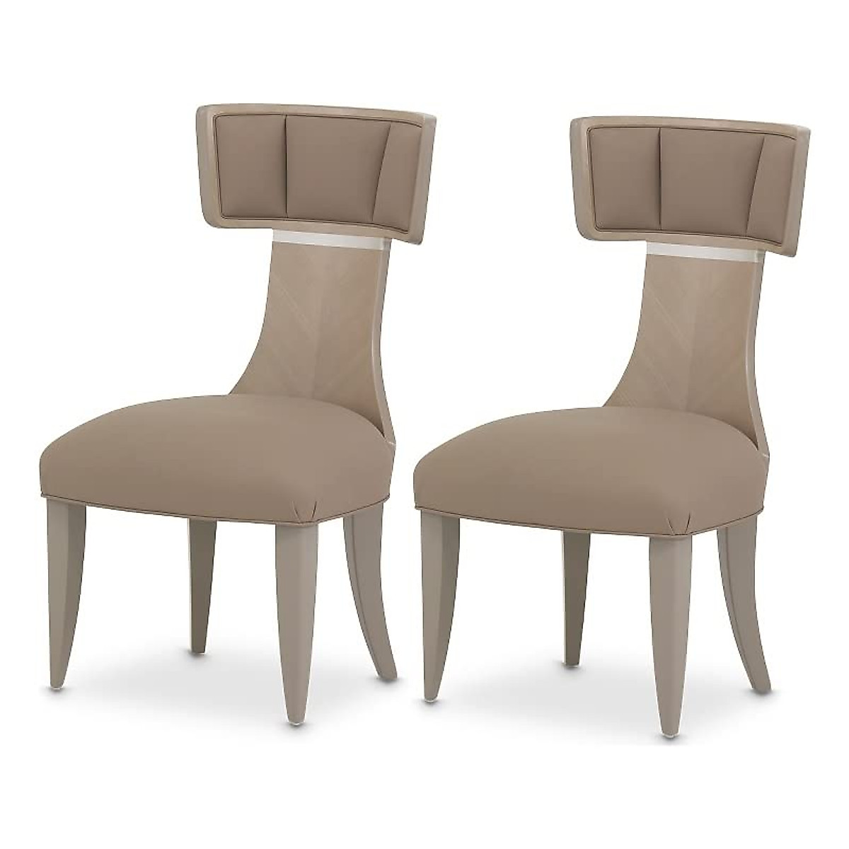 Michael Amini Lanterna Wood Dining Side Chair in Silver Mist (Set of 2)