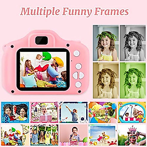 OZMI Upgrade Kids Selfie Camera for Girls, Children HD Digital Video Camera for Toddler, Christmas Birthday Gift for Girl Age 3-12, Toy Camera for 3 4 5 6 7 8 9 10 Year Old Girl with 32GB SD Card-Pink