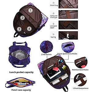 Yookeyo Starry Sky Set Kids backpack Boys and Girls School Bag Galaxy Casual Daypack 2Pcs set