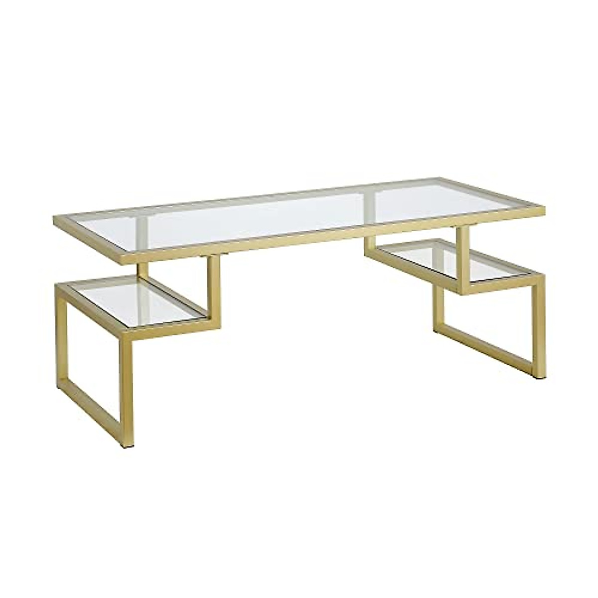 Zander 45'' Wide Rectangular Coffee Table in Brass