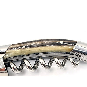 Laguiole En Aubrac Sommelier No 9 DeLuxe Waiter's Corkscrew, Solid Horn Handle, Wine Opener With Foil Cutter & Bottle Opener | Special Crafting Along The Luxury Corkscrew