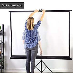 VIVO 100 inch Portable Indoor Outdoor Projector Screen, 100 Inch Diagonal Projection HD 4:3 Projection Pull Up Foldable Stand Tripod with Carrying Bag, Bundle