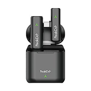 PeakDo Wireless Lavalier Lapel Microphone for USB C Phone, Plug-Play Wireless Mic for Recording Interview Video Podcast Vlog TikTok YouTube, 165ft Range Mini Microphone with Charging Case