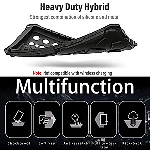 KumWum Armor Phone Case for Samsung Galaxy S23 Ultra Military Grade Drop Protection Cover S23Ultra 5G Heavy Duty Hybrid Metal Bumper Built-in Silicone Shockproof Dustproof - Black + Red