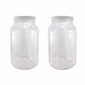 Pinnacle Mercantile Crystal Clear PET Plastic Jars with Screw on Lids 64 oz Set of 3 Wide Mouth
